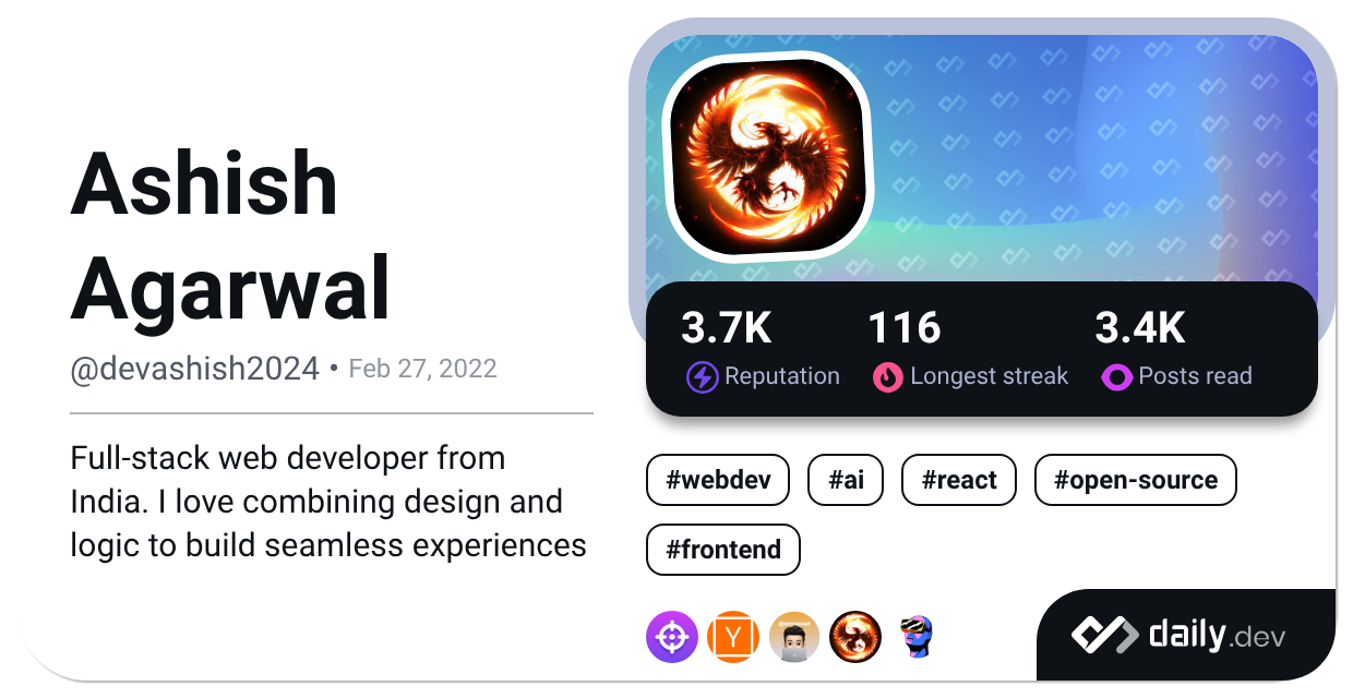 Ashish Agarwal (@devashish2024) | daily.dev