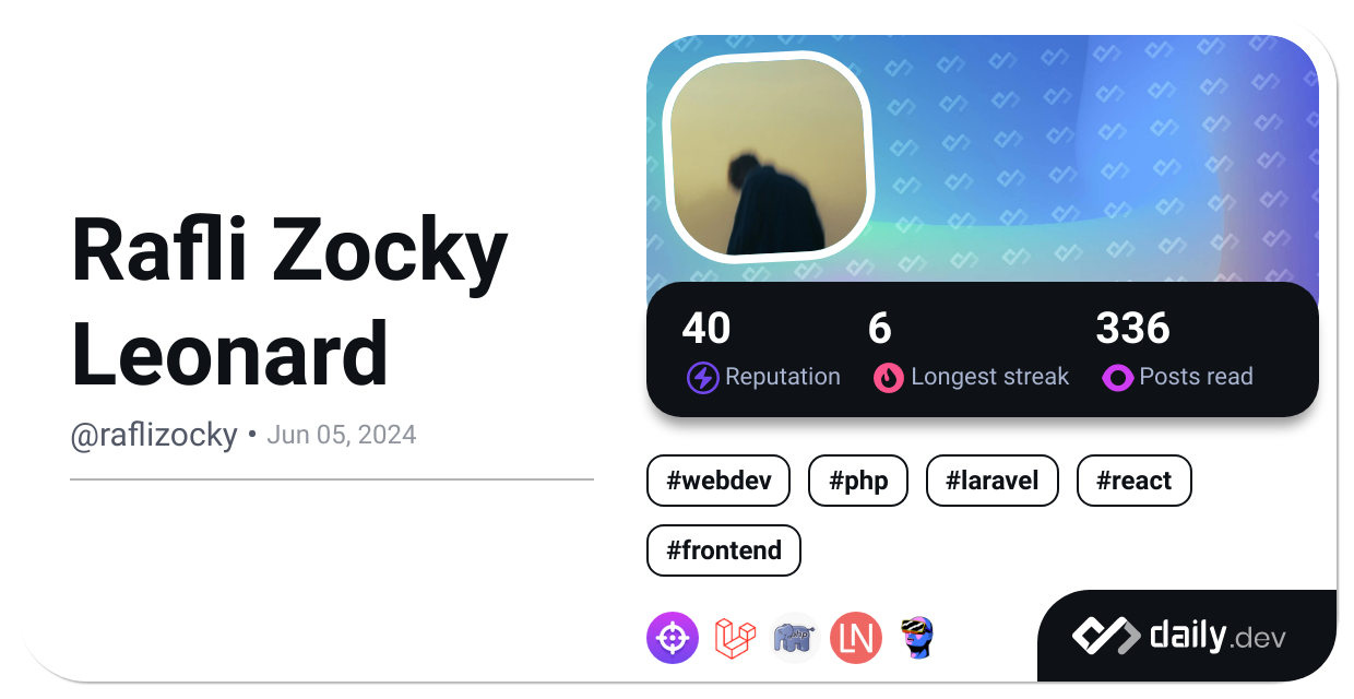 Rafli Zocky Leonard (@raflizocky) | daily.dev