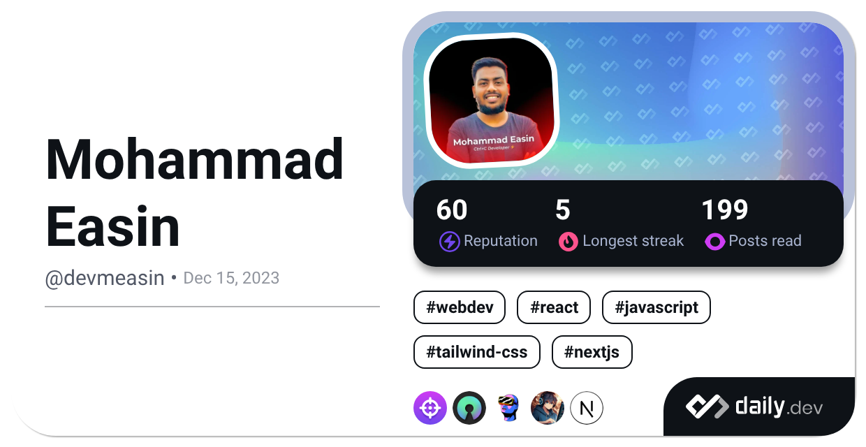Recent posts by Mohammad Easin (@devmeasin) | daily.dev