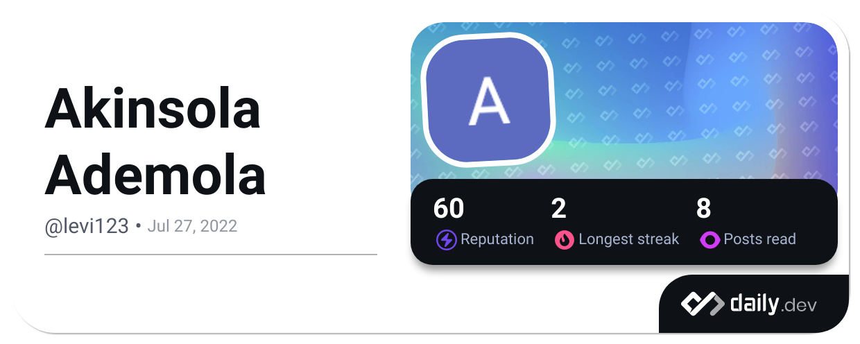 Akinsola Ademola (@levi123) | daily.dev