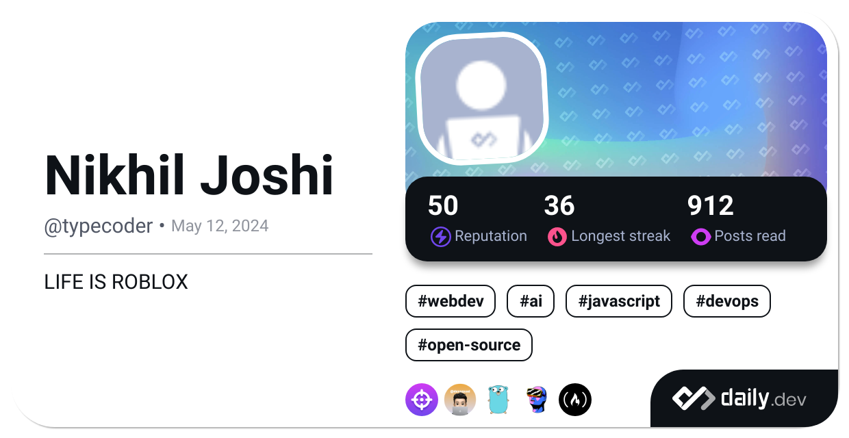 Nikhil Joshi (@typecoder) | daily.dev