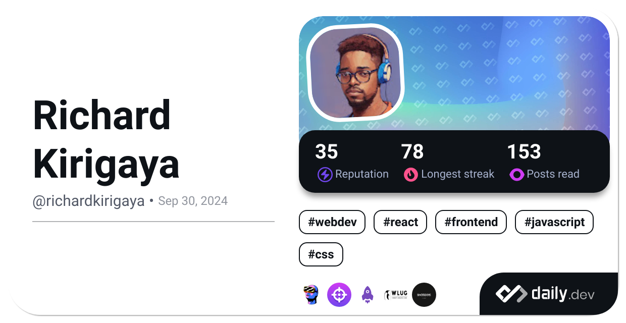 Recent posts by Richard Kirigaya (@richardkirigaya) | daily.dev