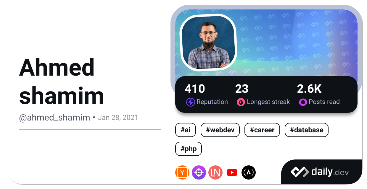 Recent posts by Ahmed shamim (@ahmed_shamim) | daily.dev