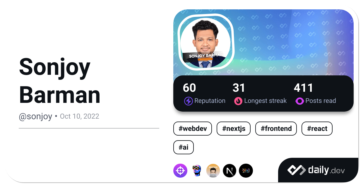 Sonjoy Barman (@sonjoy) | daily.dev