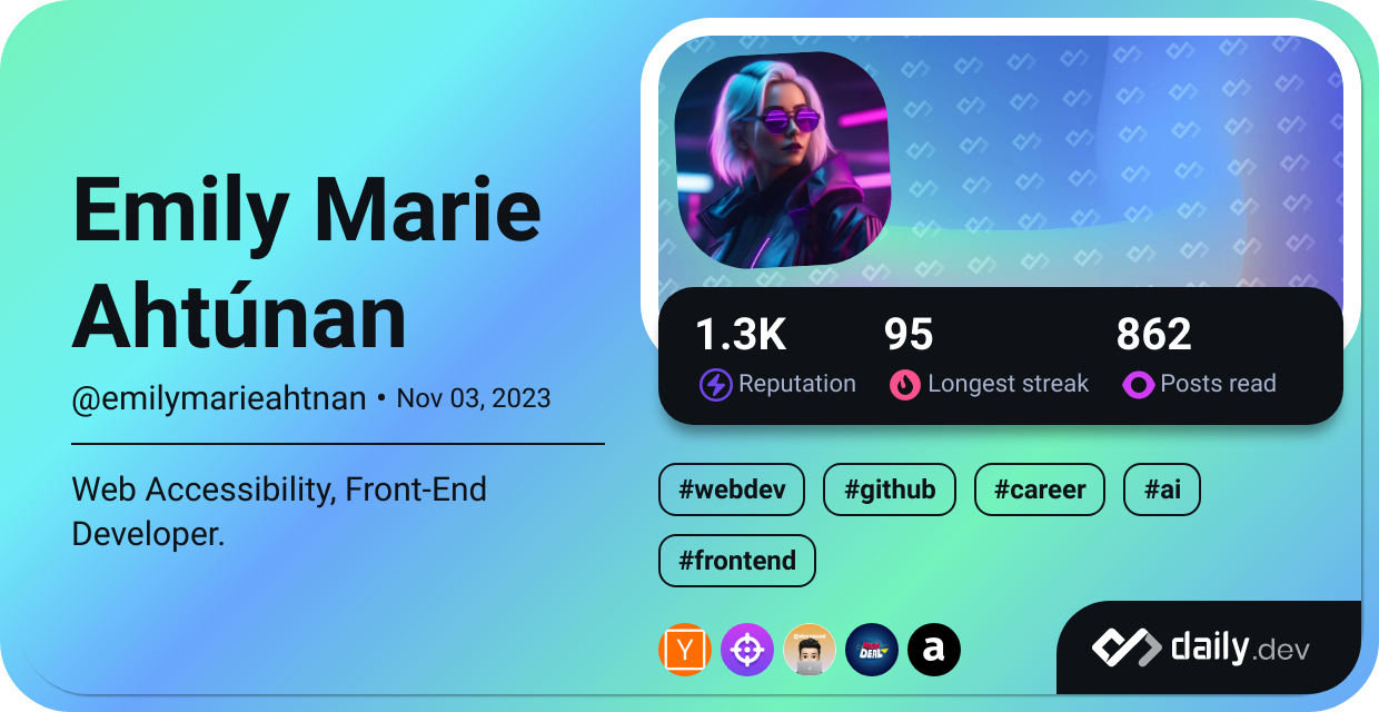 Emily Marie Ahtúnan (@emilymarieahtnan) | daily.dev