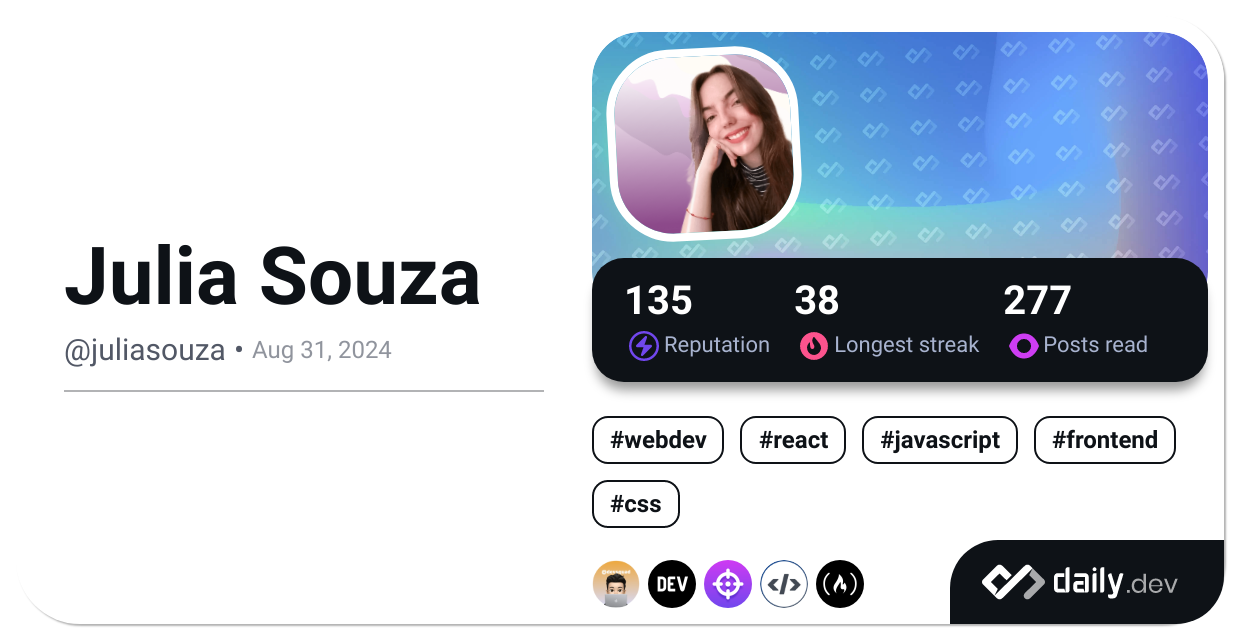 Julia Souza (@juliasouza) | daily.dev