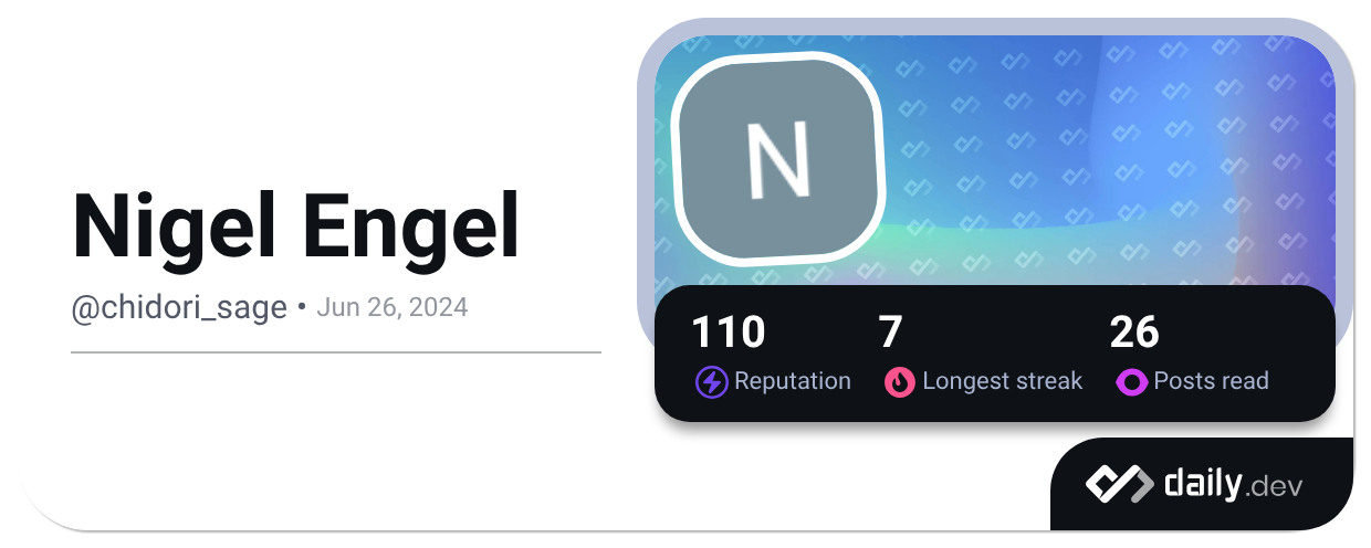 Recent posts by Nigel Engel (@chidori_sage) | daily.dev