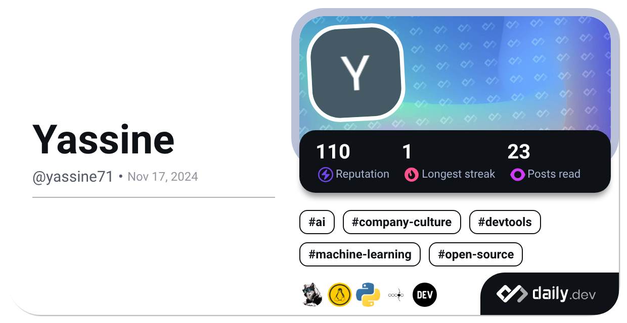 Yassine (@yassine71) | daily.dev