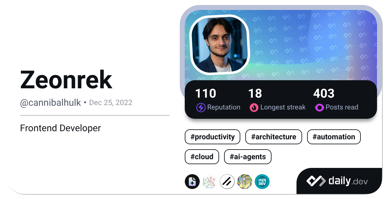 Zeonrek (@cannibalhulk) | daily.dev