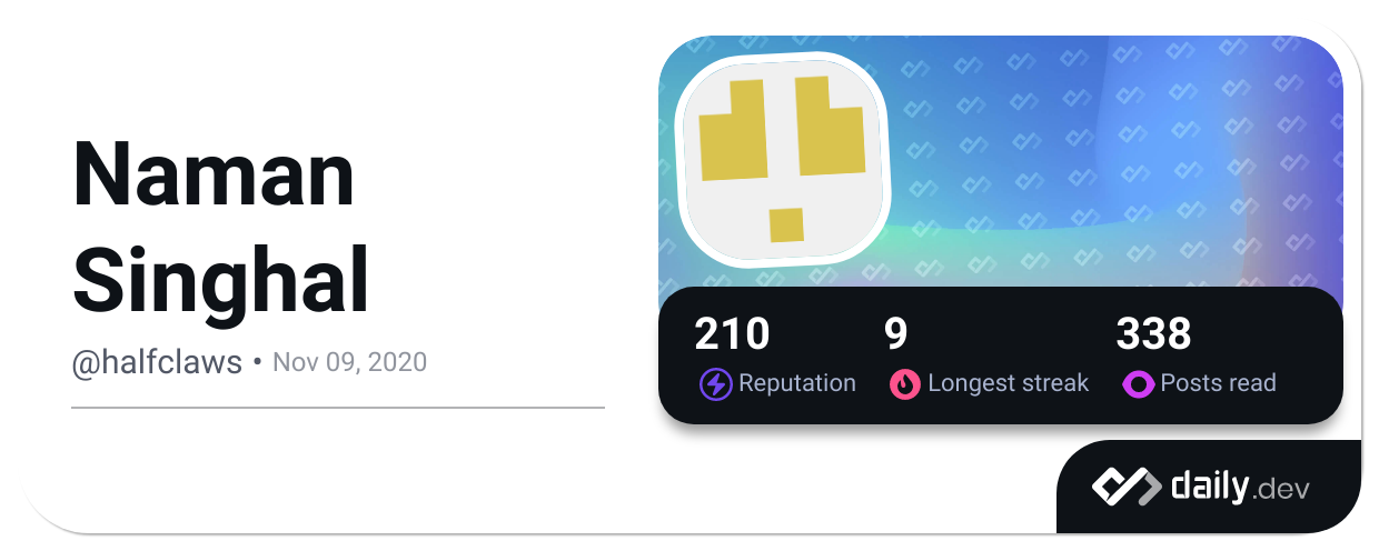 Recent posts by Naman Singhal (@halfclaws) | daily.dev