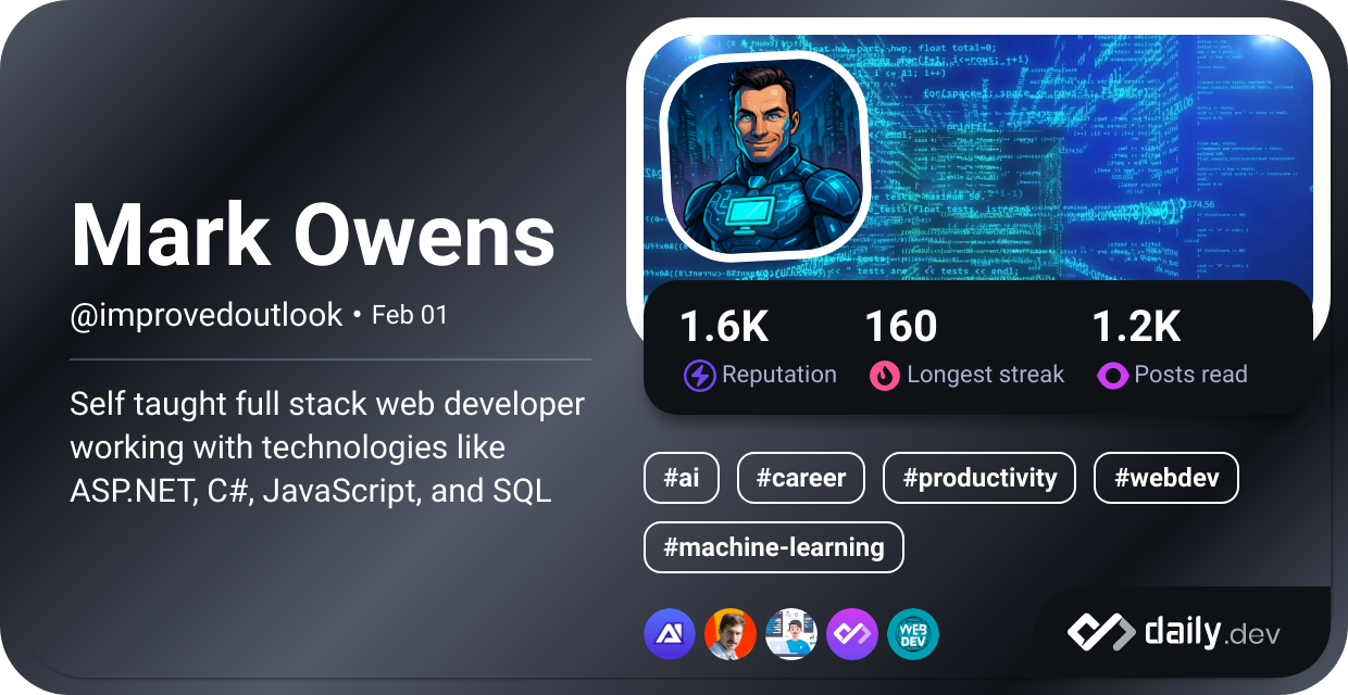 Mark Owens (@improvedoutlook) | daily.dev