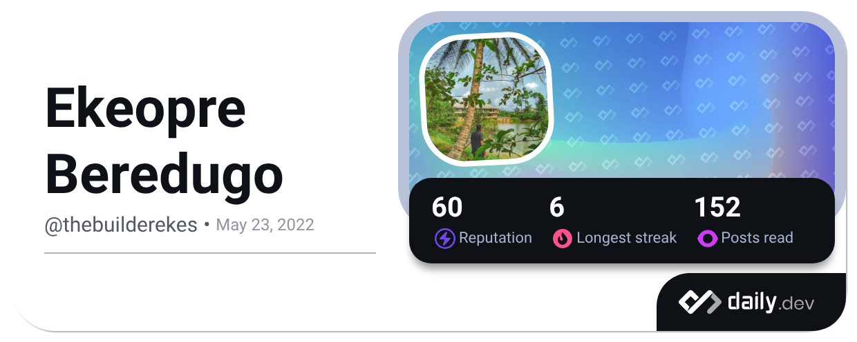 Ekeopre Beredugo (@thebuilderekes) | daily.dev