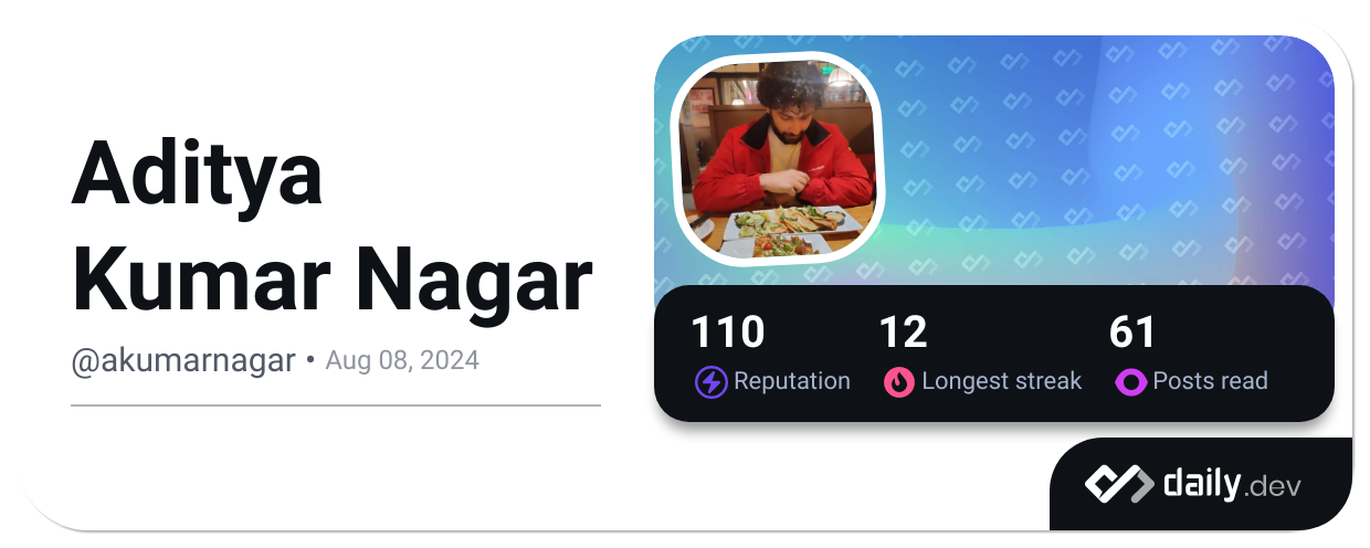 Aditya Kumar Nagar (@akumarnagar) | daily.dev