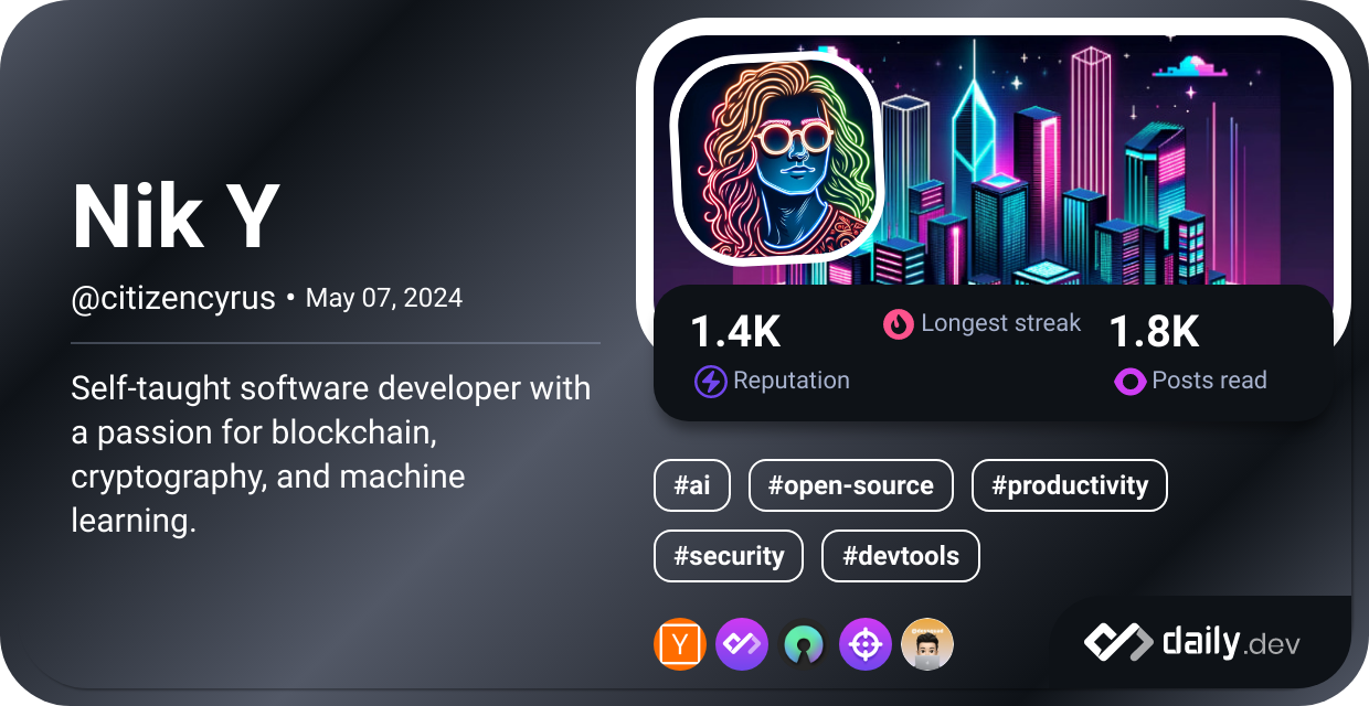 Recent posts by Nik Y (@citizencyrus) | daily.dev