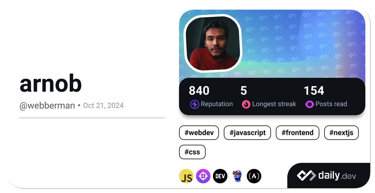 arnob (@webberman) | daily.dev