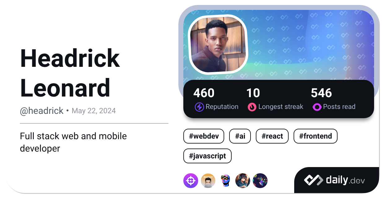Recent posts by Headrick Leonard (@headrick) | daily.dev