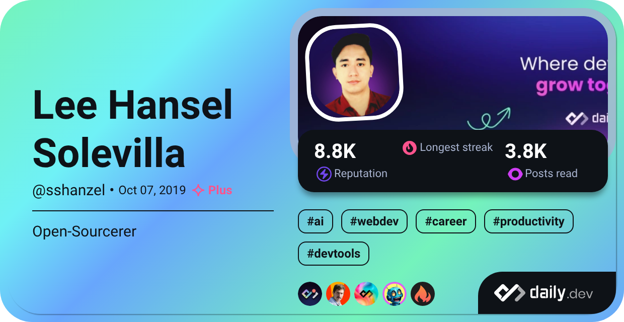 Lee Hansel Solevilla (@sshanzel) | daily.dev