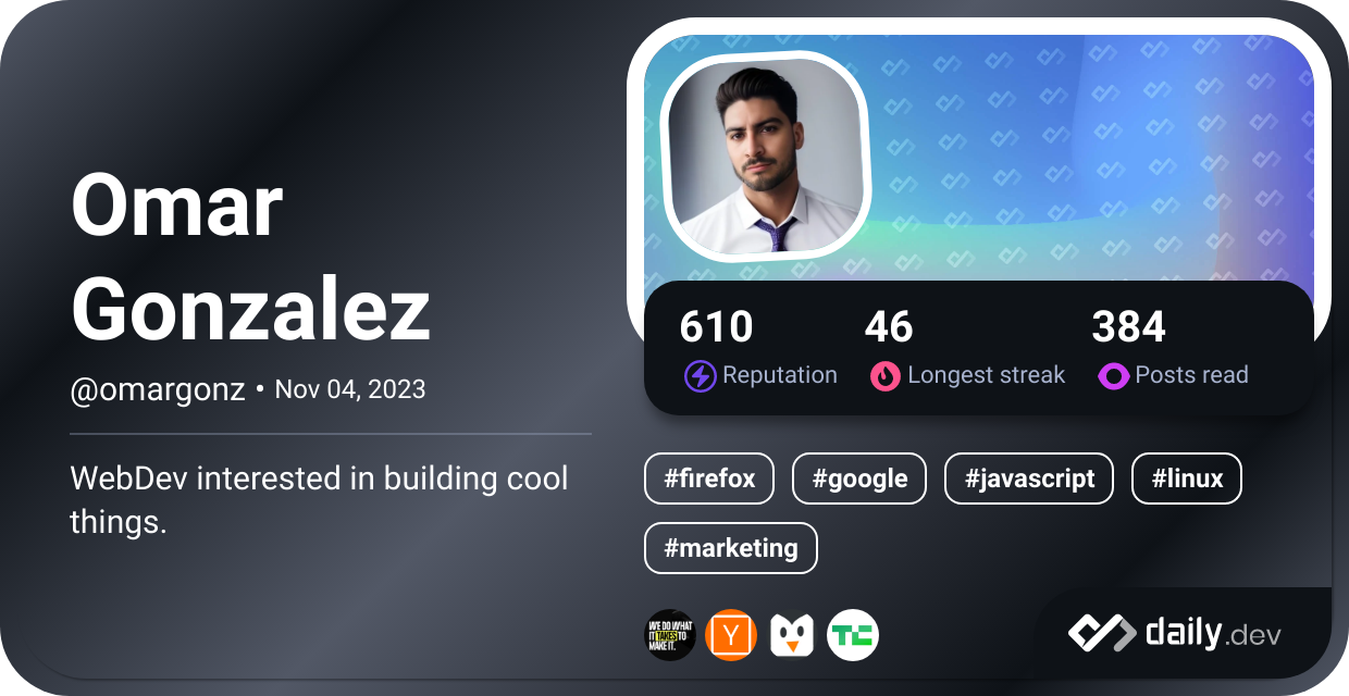 Omar Gonzalez (@omargonz) | daily.dev