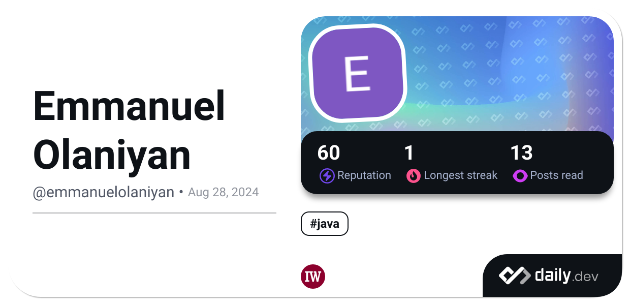 Emmanuel Olaniyan (@emmanuelolaniyan) | daily.dev