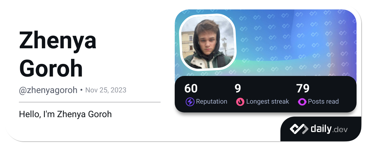 Zhenya Goroh (@zhenyagoroh) | daily.dev