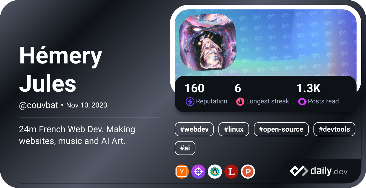 Hémery Jules (@couvbat) | daily.dev