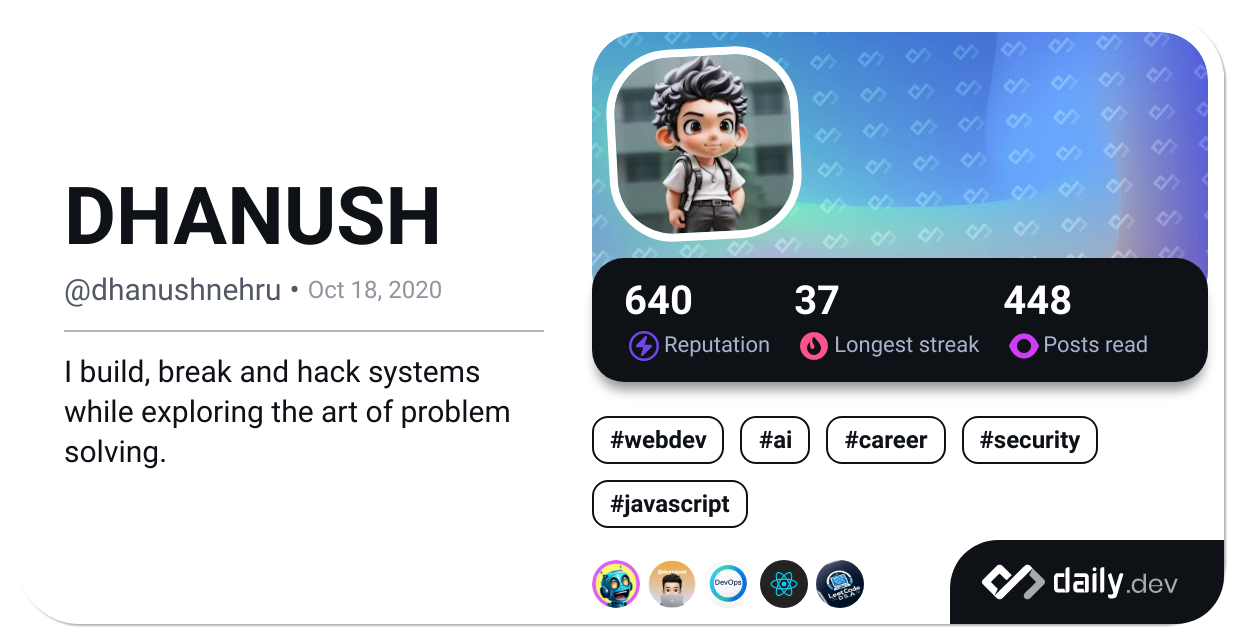 DHANUSH (@dhanushnehru) | daily.dev