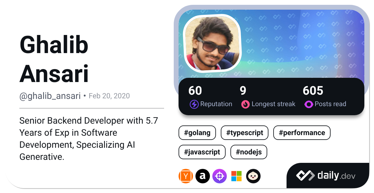 Ghalib Ansari (@ghalib_ansari) | daily.dev