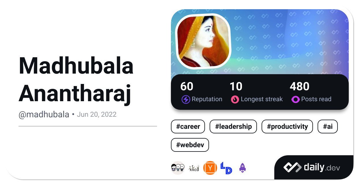 Madhubala Anantharaj (@madhubala) | daily.dev