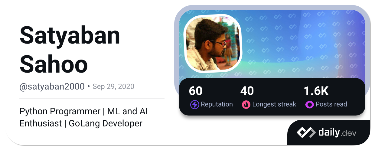 Recent posts by Satyaban Sahoo (@satyaban2000) | daily.dev