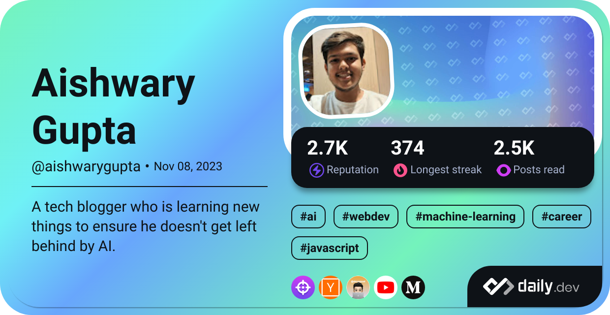 Aishwary Gupta (@aishwarygupta) | daily.dev