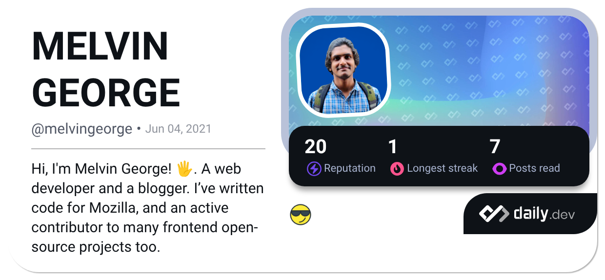 MELVIN GEORGE (@melvingeorge) | daily.dev