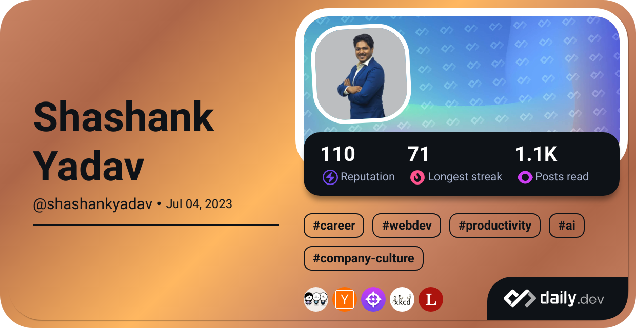 Shashank Yadav (@shashankyadav) | daily.dev