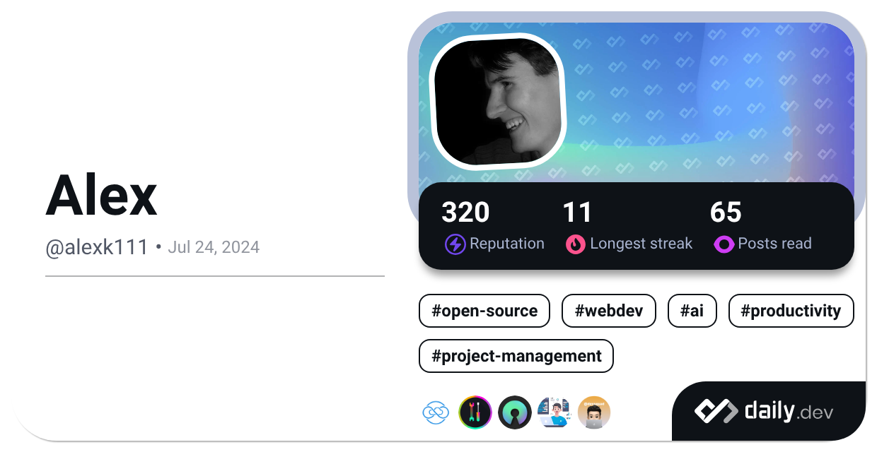 Alex (@alexk111) | daily.dev