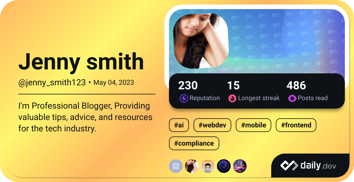 Jenny smith (@jenny_smith123) | daily.dev