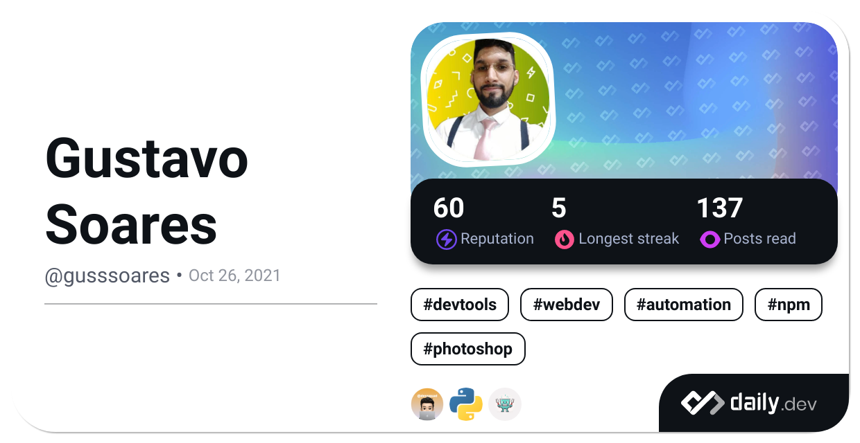 Gustavo Soares (@gusssoares) | daily.dev