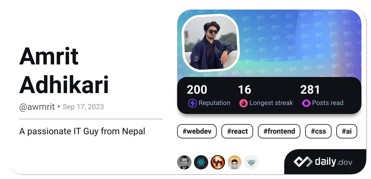 Amrit Adhikari (@awmrit) | daily.dev