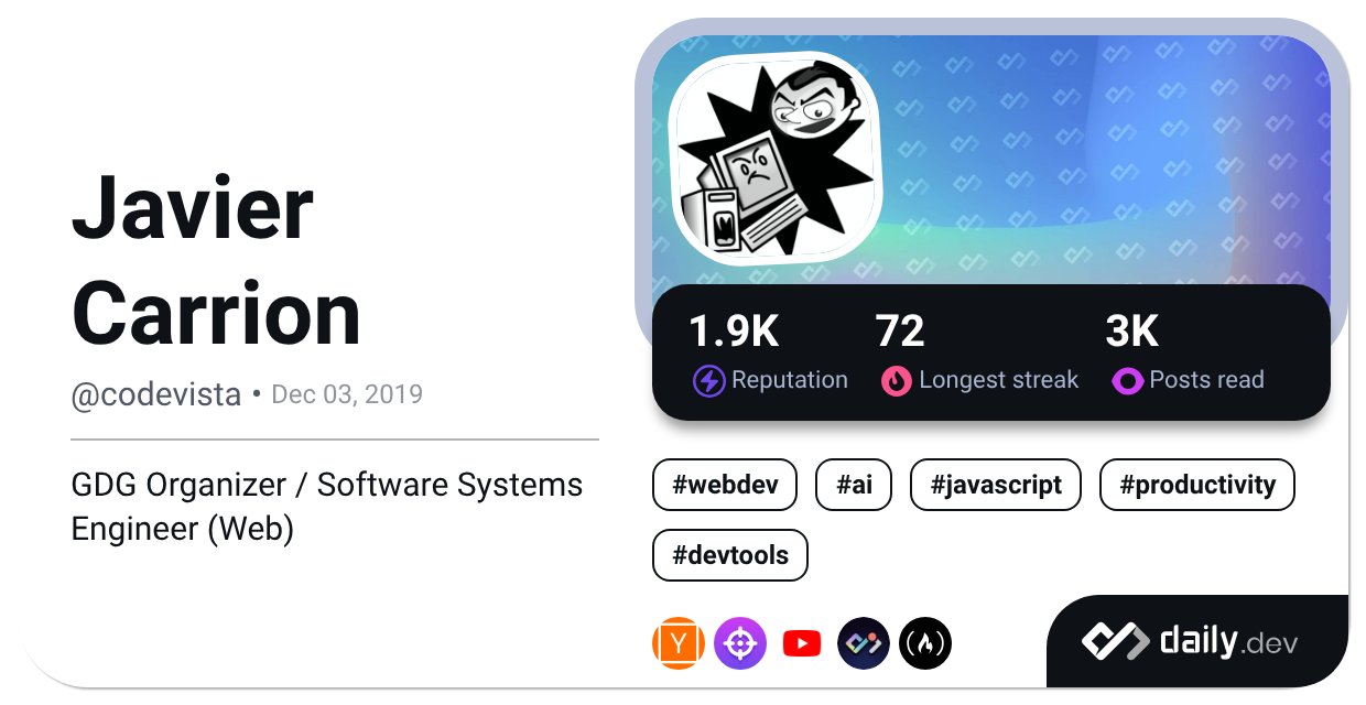 Recent posts by Javier Carrion (@codevista) | daily.dev