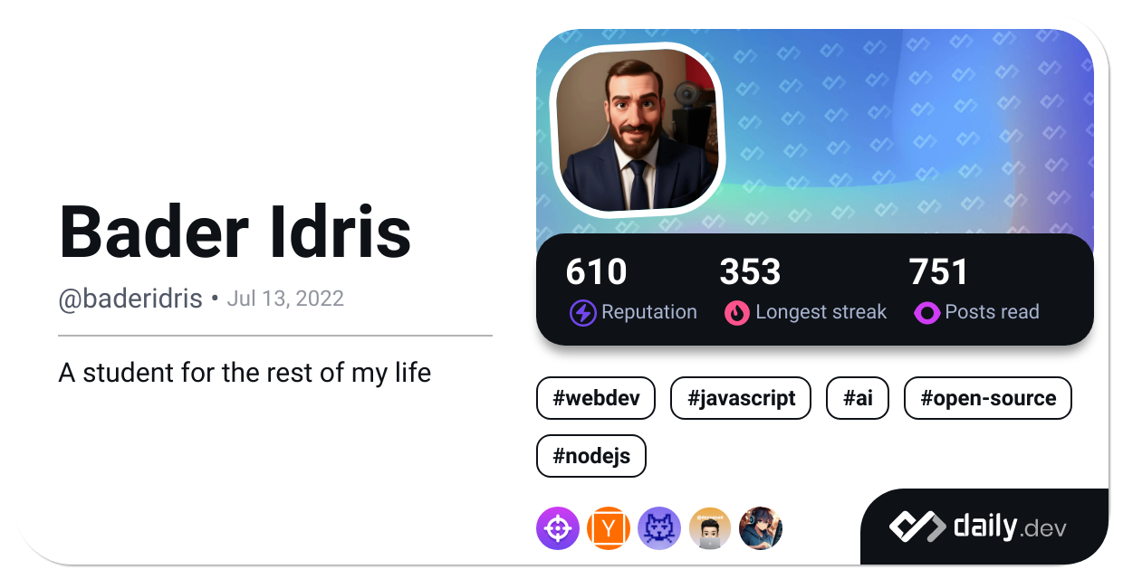 Bader Idris (@baderidris) | daily.dev