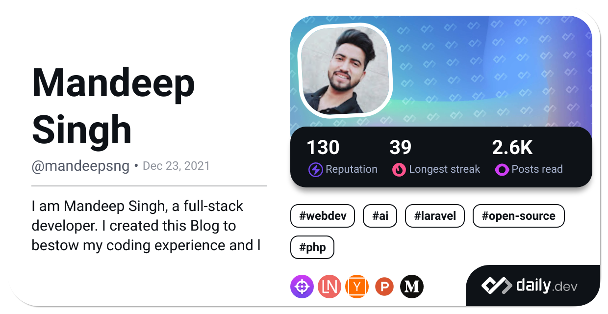 Mandeep Singh (@mandeepsng) | daily.dev