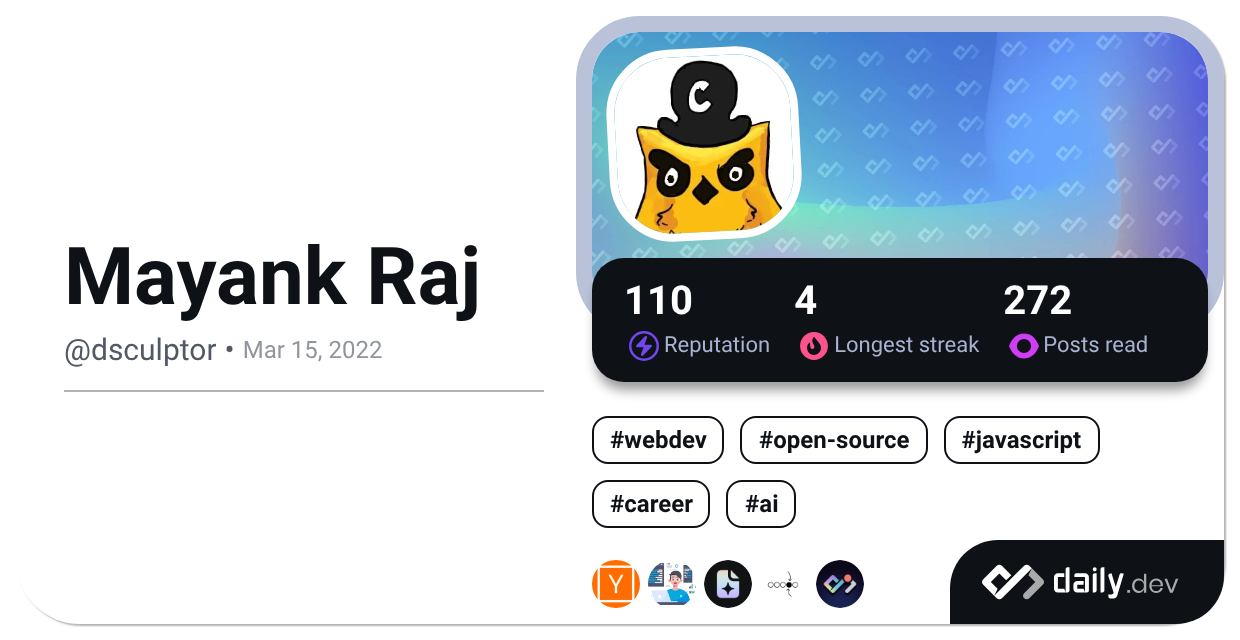 Recent posts by Mayank Raj (@dsculptor) | daily.dev