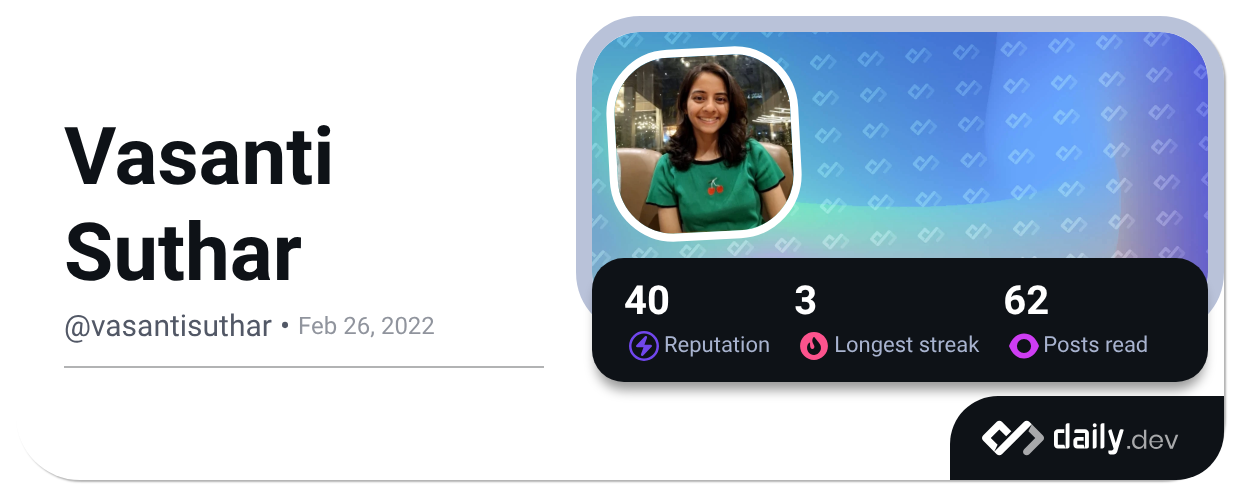Recent posts by Vasanti Suthar (@vasantisuthar) | daily.dev