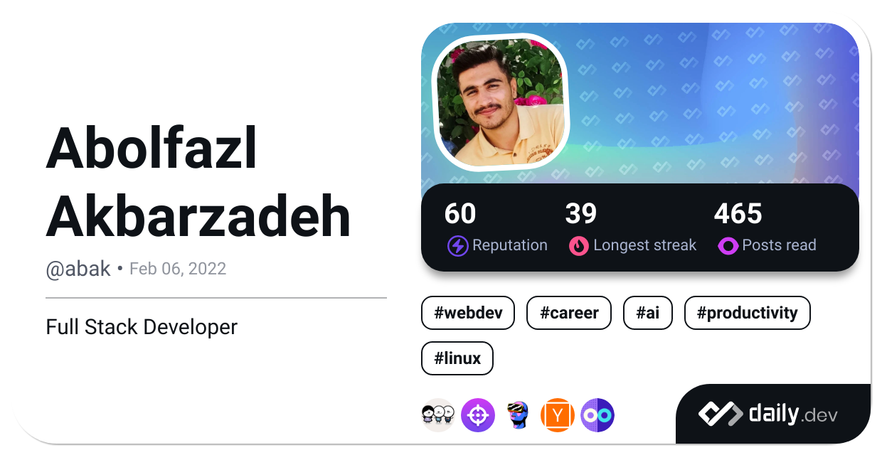 Abolfazl Akbarzadeh (@abak) | daily.dev
