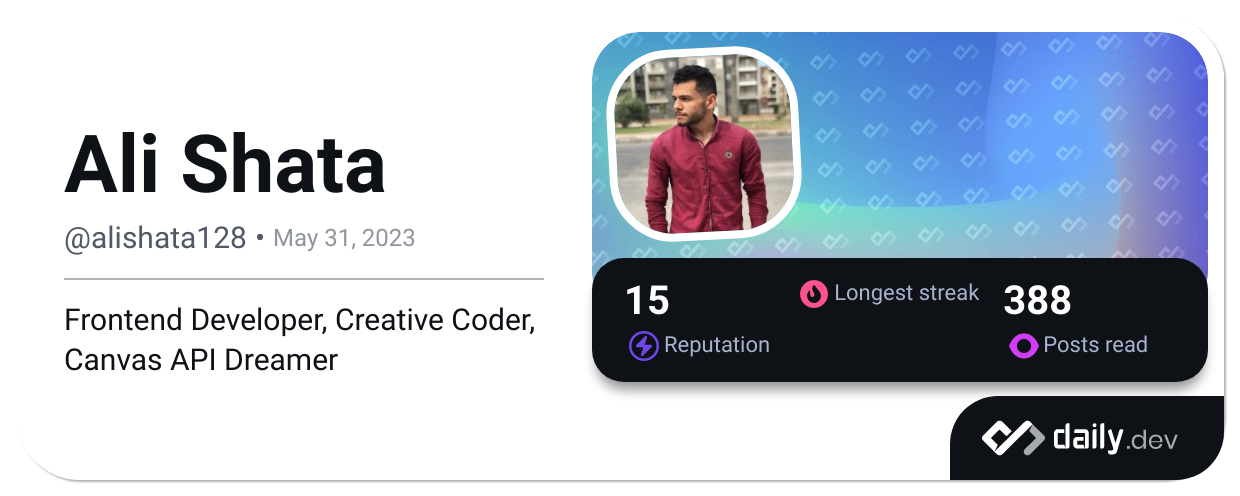 Ali Shata (@alishata128) | daily.dev