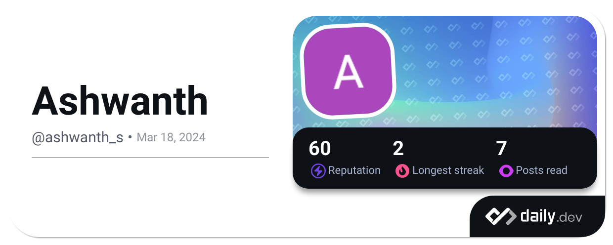 Ashwanth (@ashwanth_s) | daily.dev