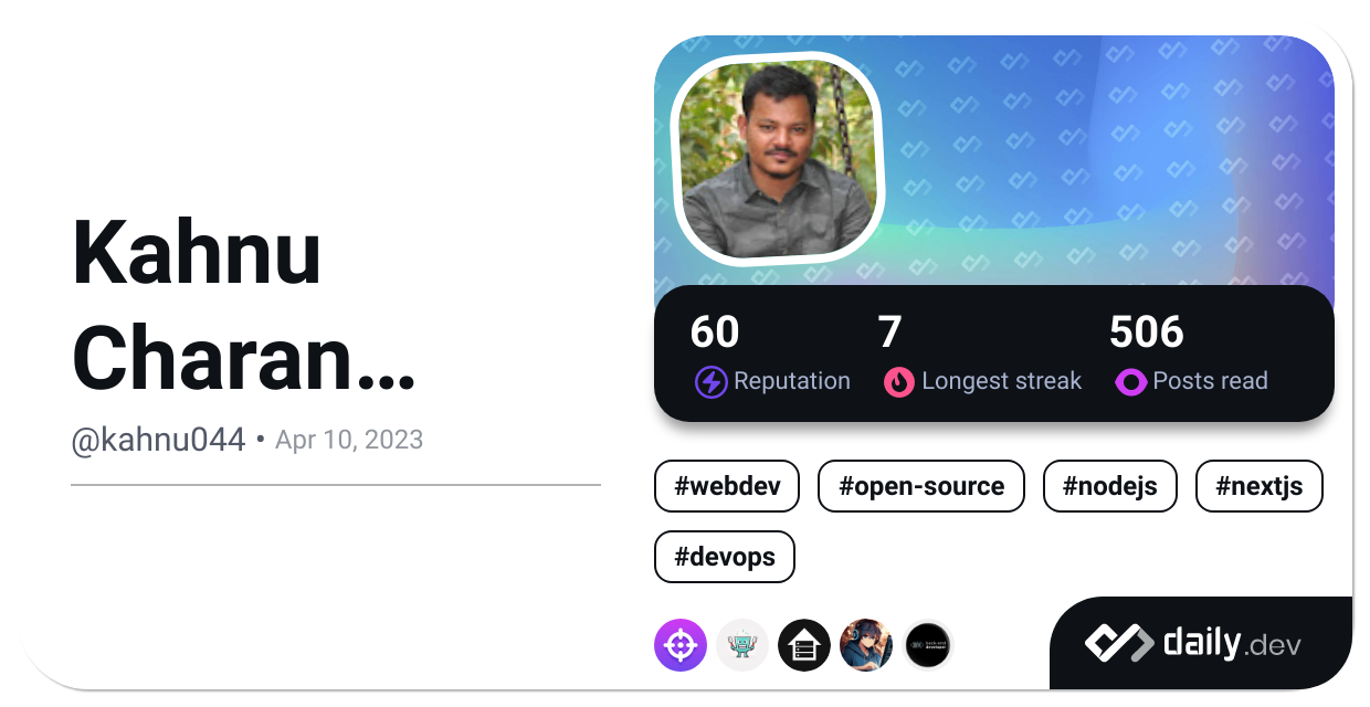 Kahnu Charan Swain (@kahnu044) | daily.dev