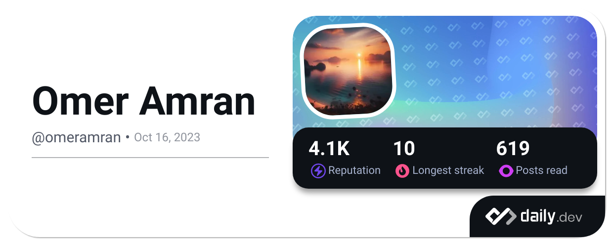 Omer Amran (@omeramran) | daily.dev
