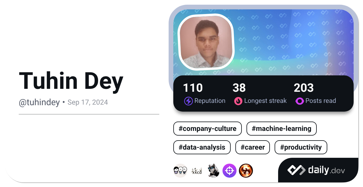 Recent posts by Tuhin Dey (@tuhindey) | daily.dev