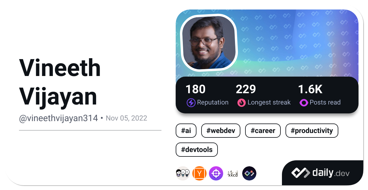 Vineeth Vijayan (@vineethvijayan314) | daily.dev