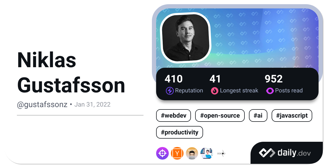 Niklas Gustafsson (@gustafssonz) | daily.dev