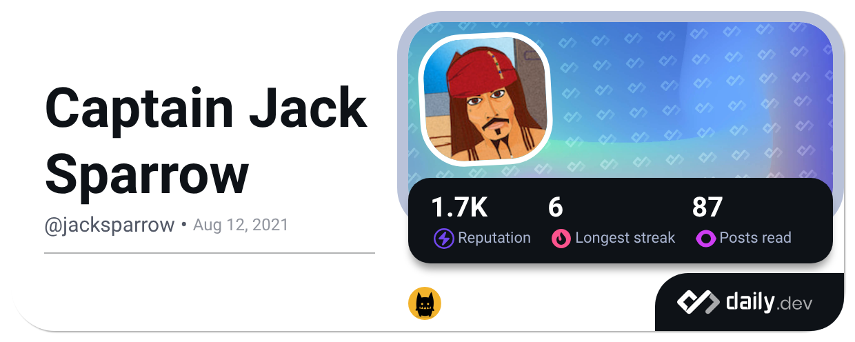 Captain Jack Sparrow (@jacksparrow) | daily.dev
